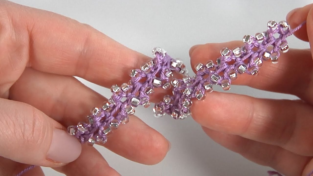 Easy Brilliant Crochet! How to Crochet with Beads/Simple Crochet Ribbon ...