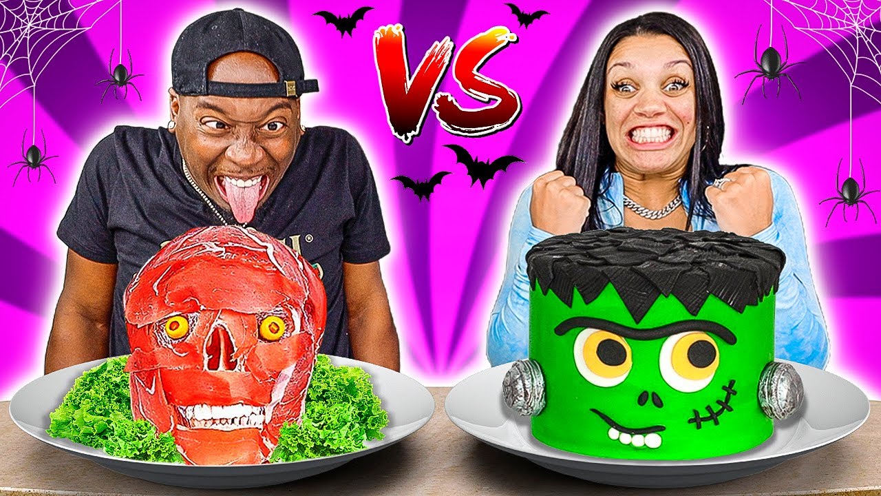 HALLOWEEN FOOD VS REAL FOOD CHALLENGE - YouTube