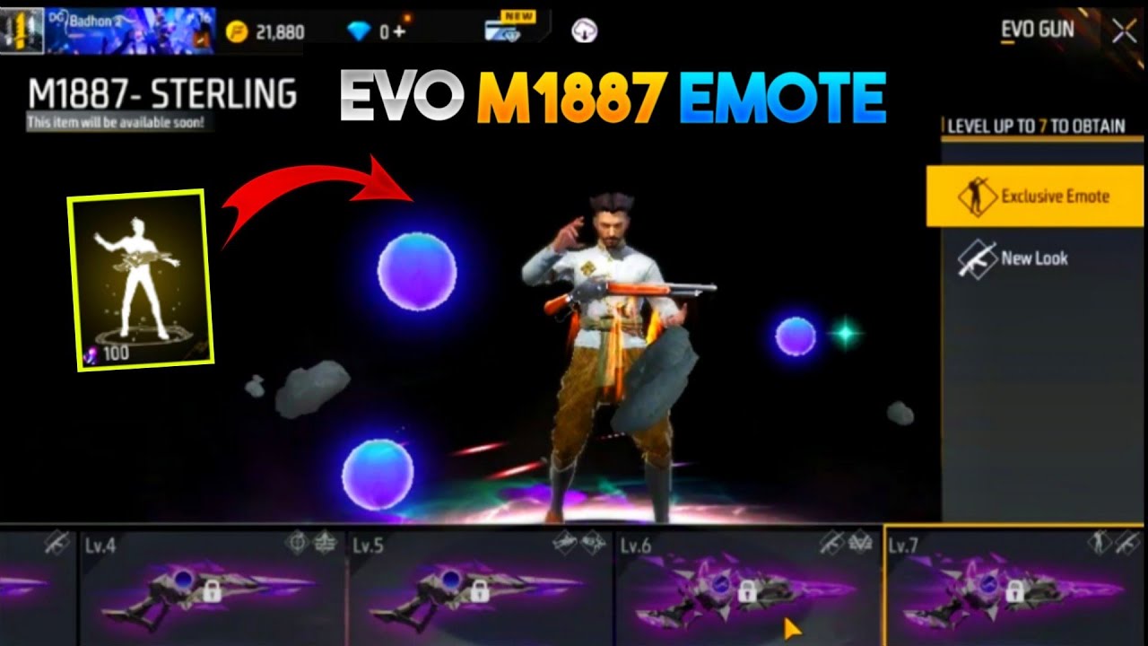 EVO M1887 SKIN IN FREE FIRE | M1887 STERLING CONQUEROR | EVO M1887 ...