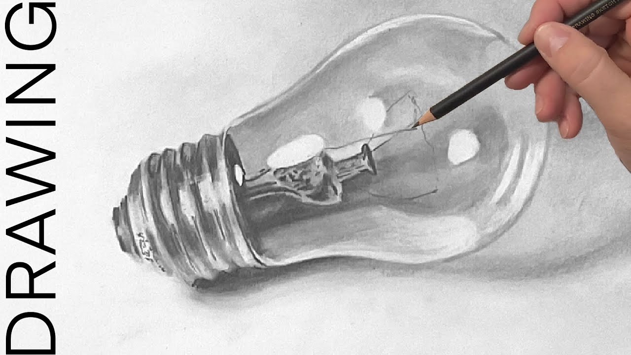 How to draw: realistic shading of glass! hyper realistic - YouTube