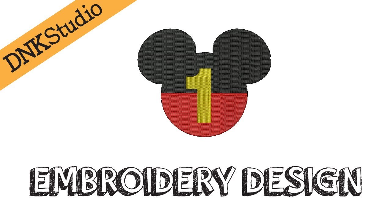 Mickey Mouse 1st First Birthday Embroidery Design - YouTube