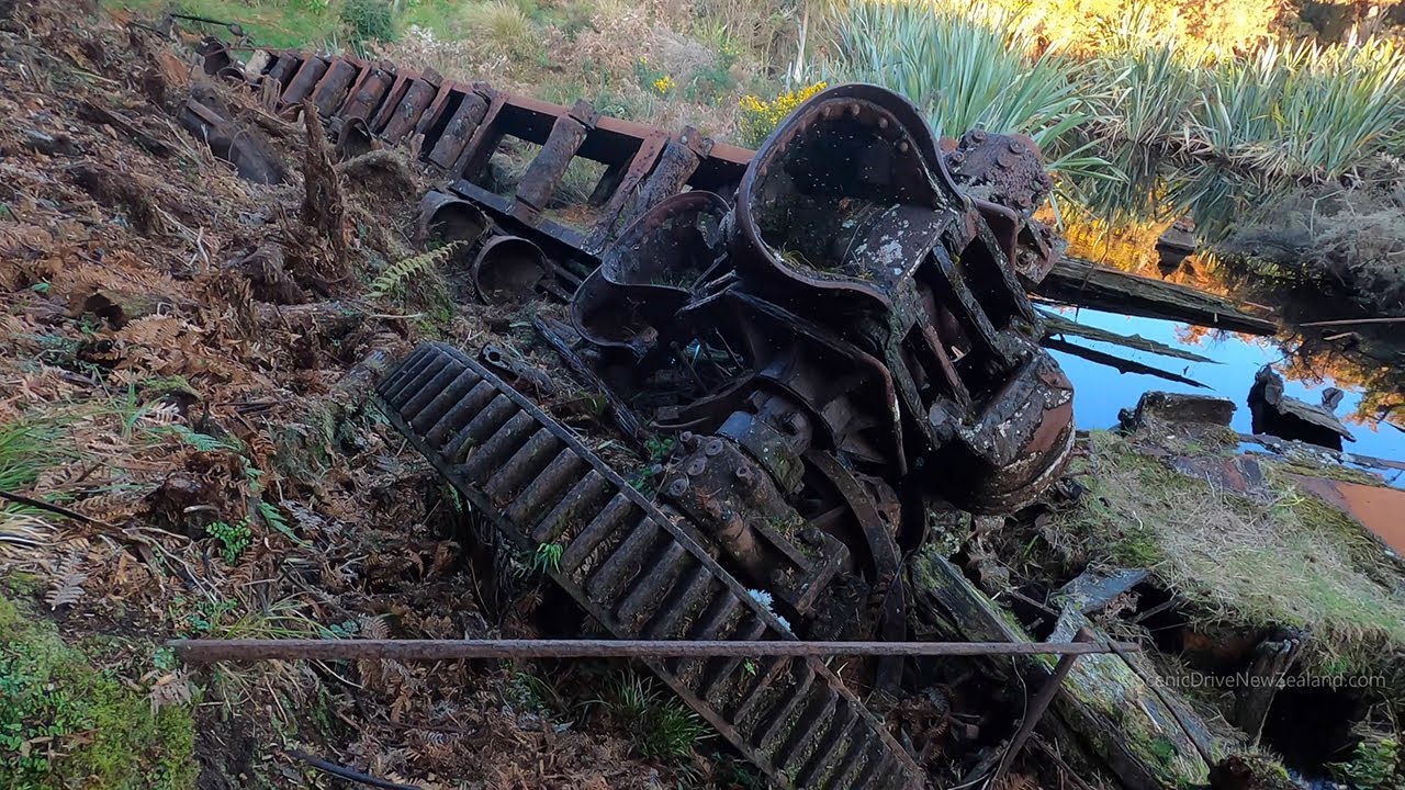 Old Gold Mining Bucket Dredge Remains at Gillespies Beach - YouTube