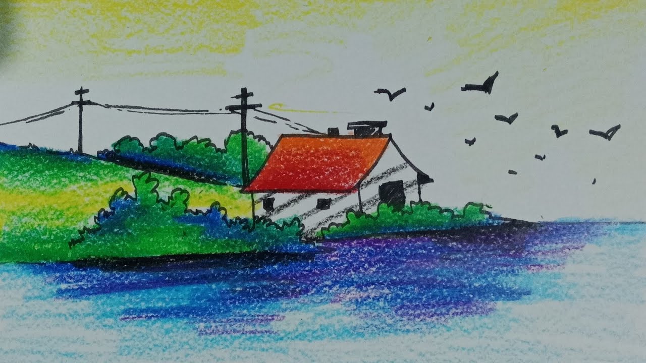 How To Draw Easy Scenery For Kids | Scenery for beginners| Step By Step ...