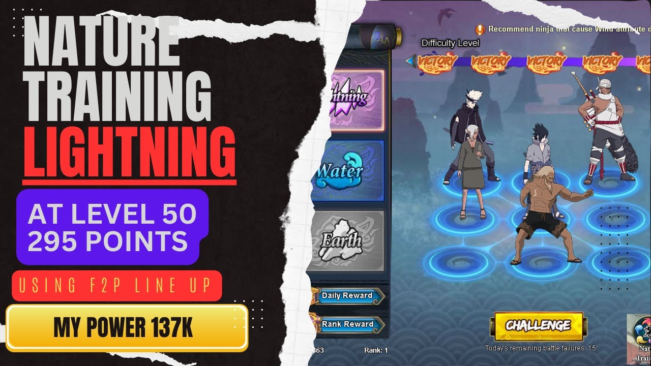 NATURE TRAINING FOR LIGHTNING AT LEVEL 50 USING F2P LINE UP. - YouTube