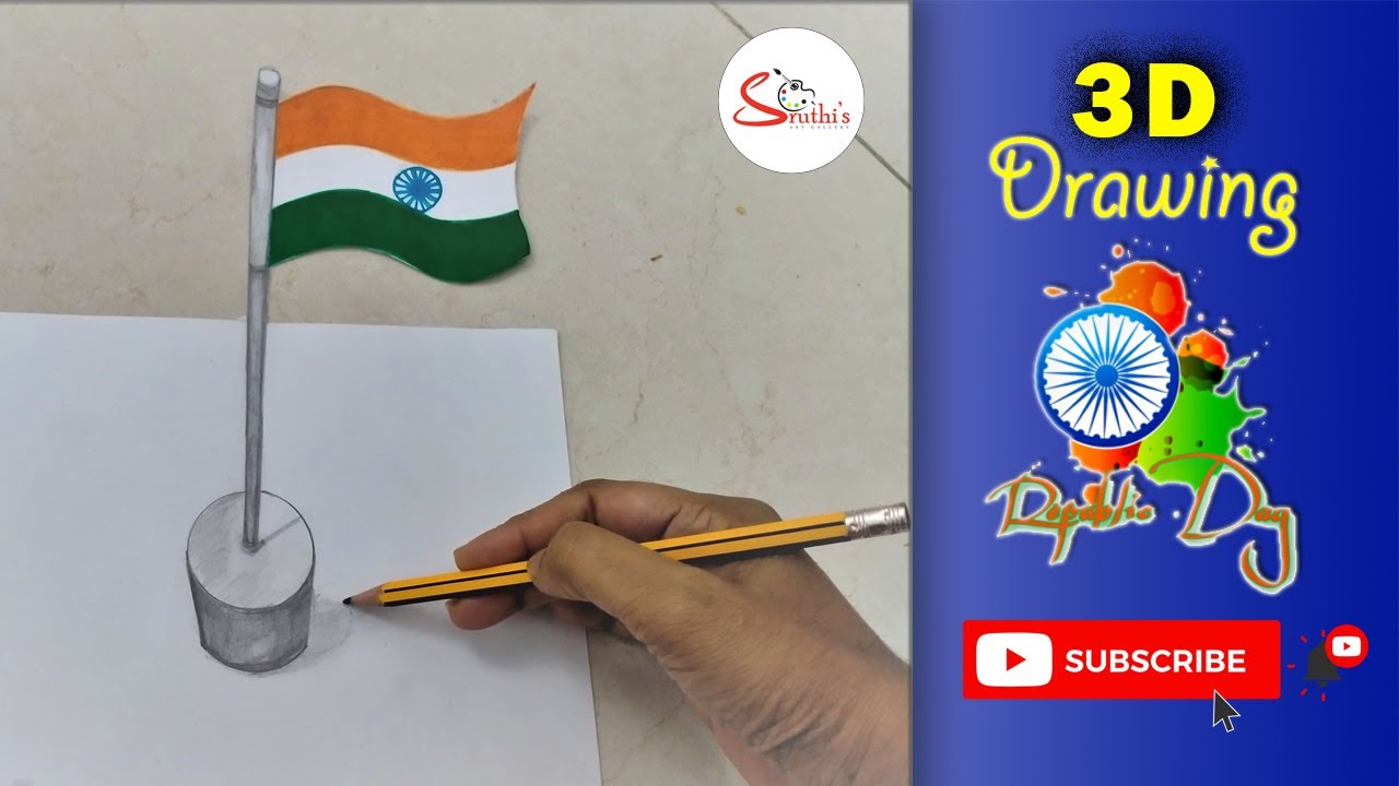 How To Draw Indian Flag 3D Drawing || Republic Day 2023 | - YouTube