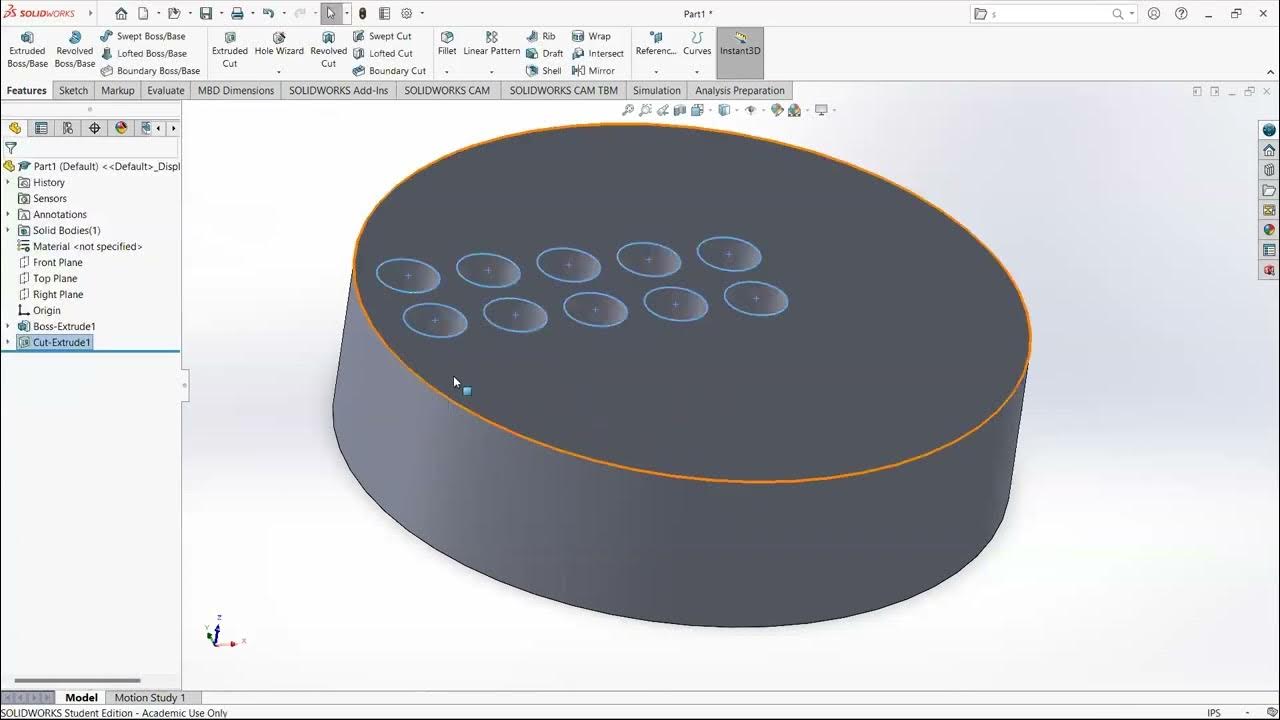 SolidWorks Basics: Creating Linear and Circular Patterns - YouTube