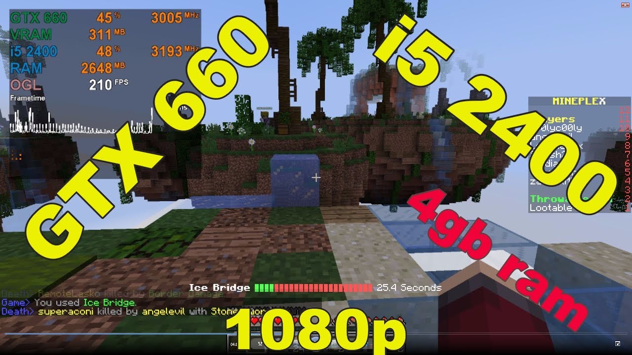Minecraft / GTX 660 / i5 2400 / 4gb ram - YouTube