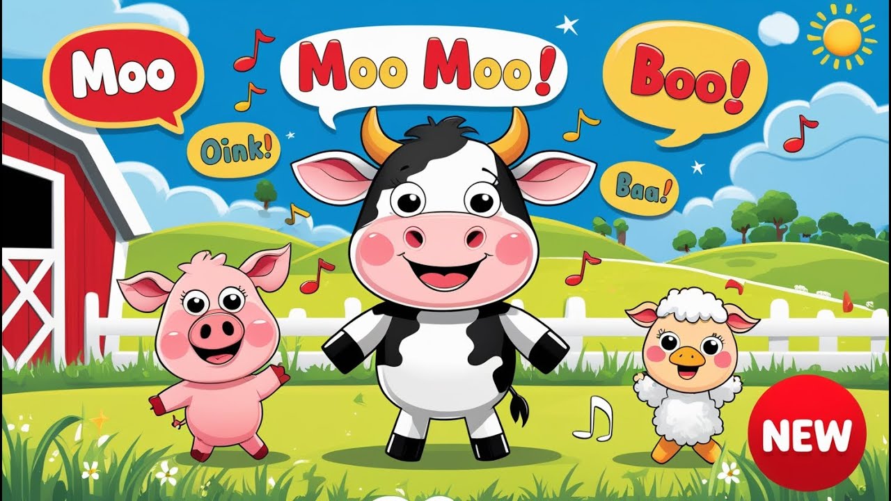 🐮 Moo Moo Song | Animal Sounds for Kids | Learn Farm Animal Noises 🎵 ...