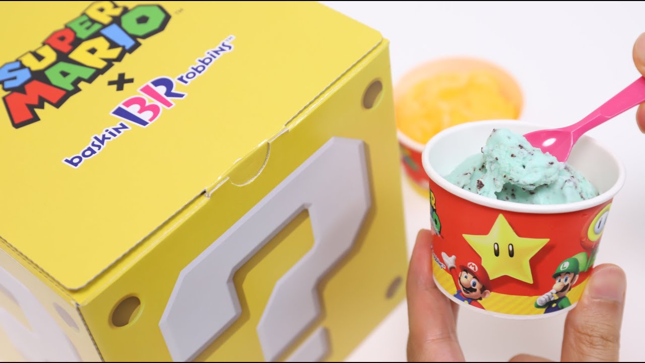 Super Mario with Baskin Robbins 8 Flavor Ice Creams in Question Block ...