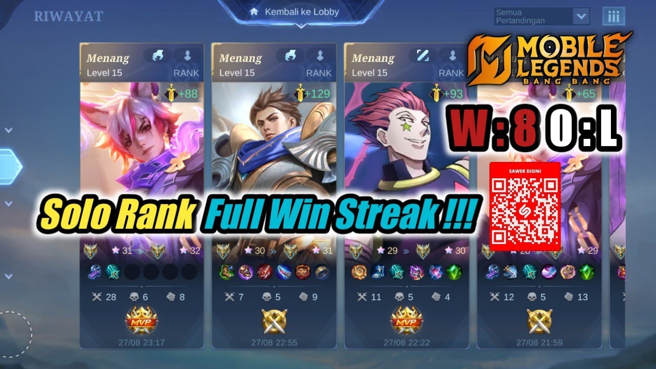 GAMEPLAY MLBB SOLO RANK FULL WIN STREAK !! Mobile Legends - YouTube