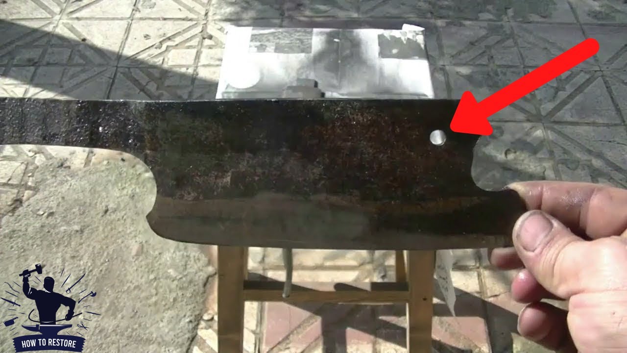 Restoration Old Rusty Butcher Cleaver( Handmade Chef Cleaver) - YouTube