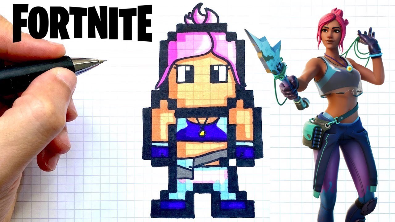 HOW TO DRAW OCEAN SKIN FORTNITE PIXEL ART - YouTube