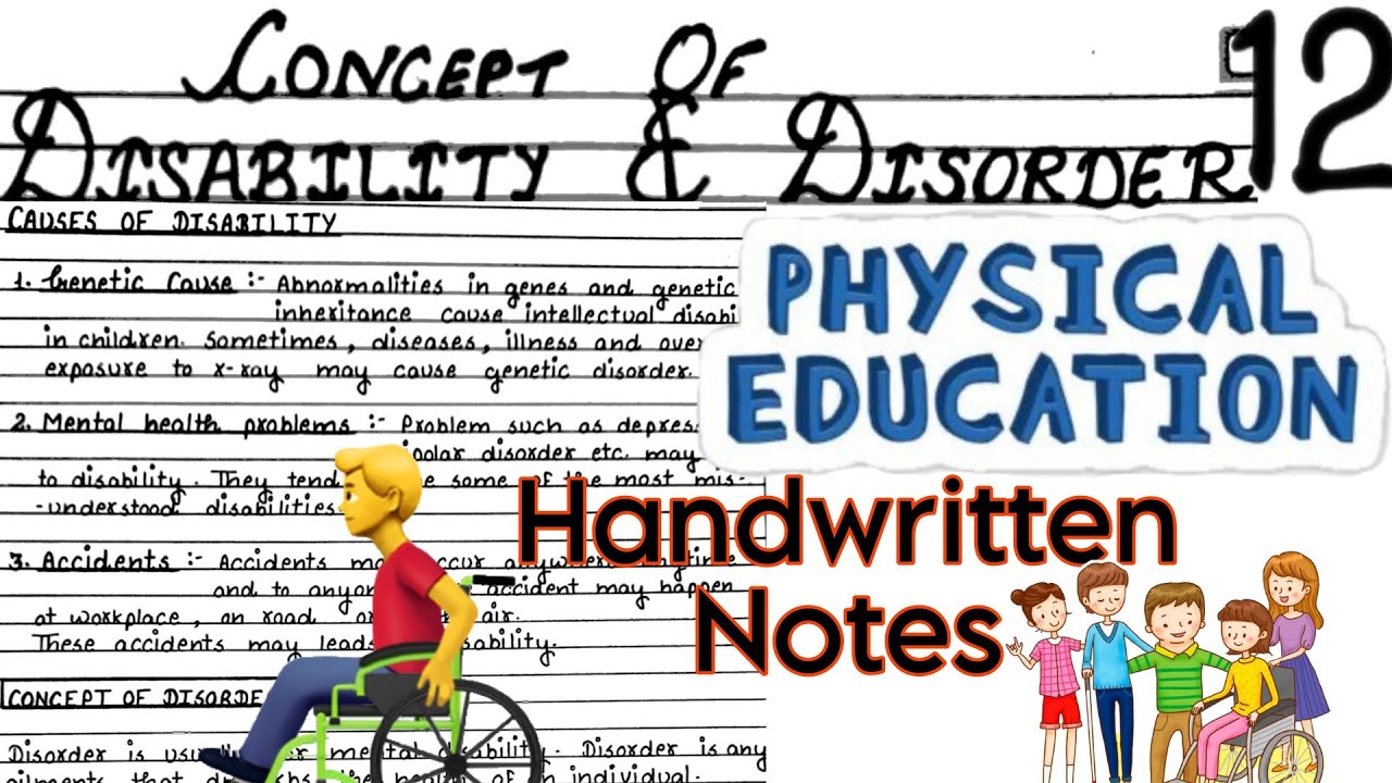 Physical education handwritten notes | Disability and disorder notes ...