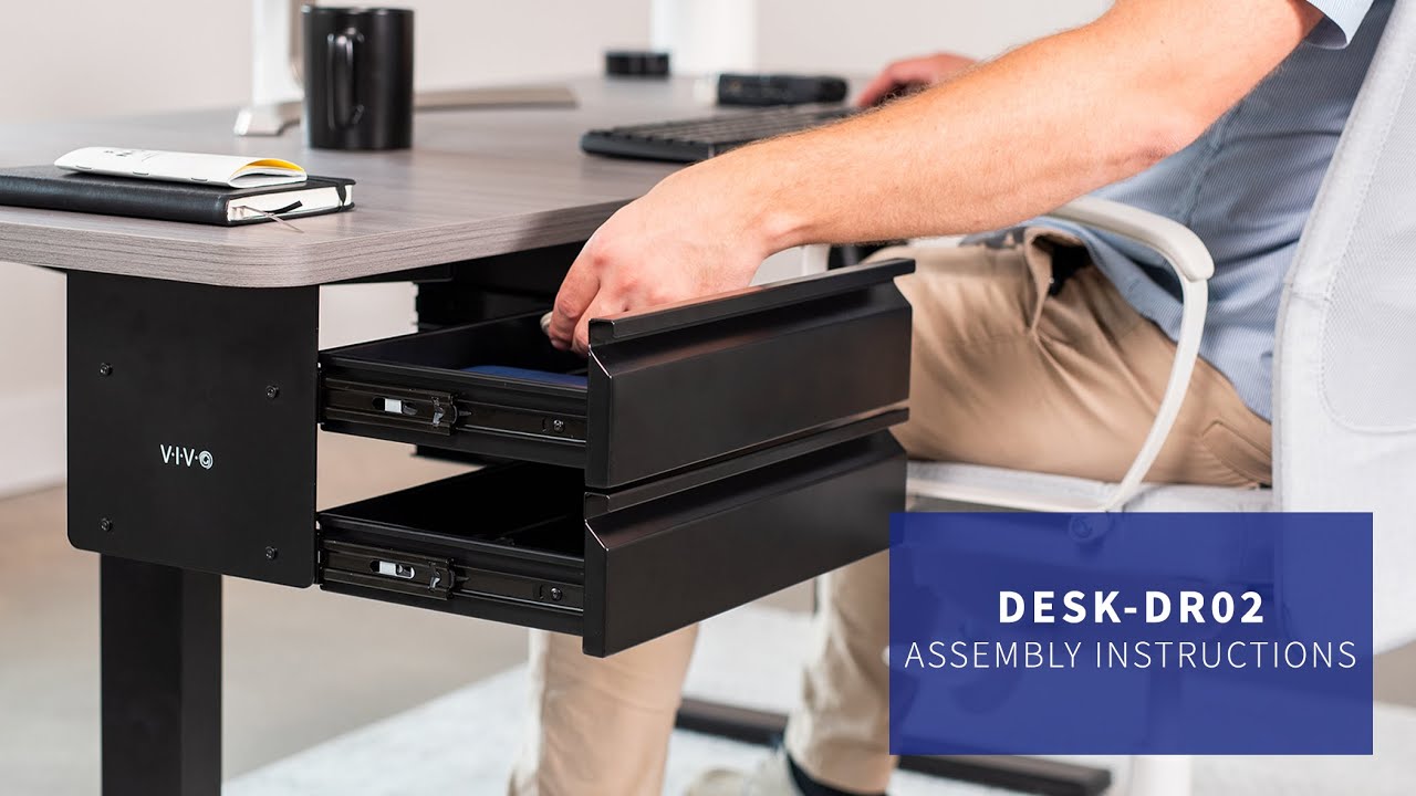 DESK-DR02 Pull Out 16" Dual Level Under Desk Drawer Assembly by VIVO ...