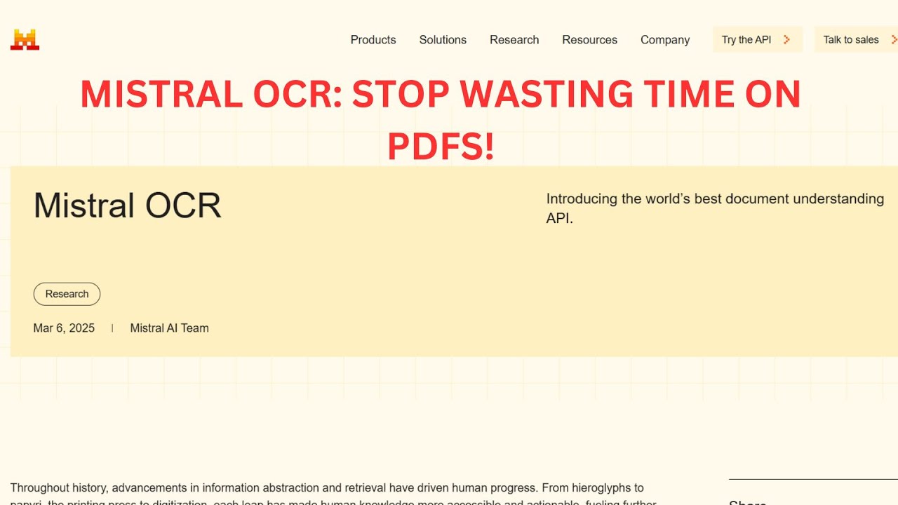 Mistral OCR: Faster, Smarter, More Accurate Document AI - YouTube
