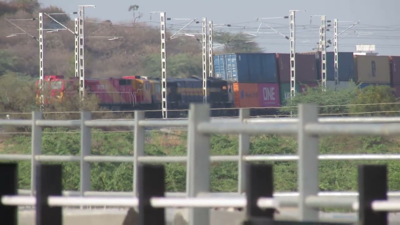 indian railway WDG4G with double stack containers train - YouTube