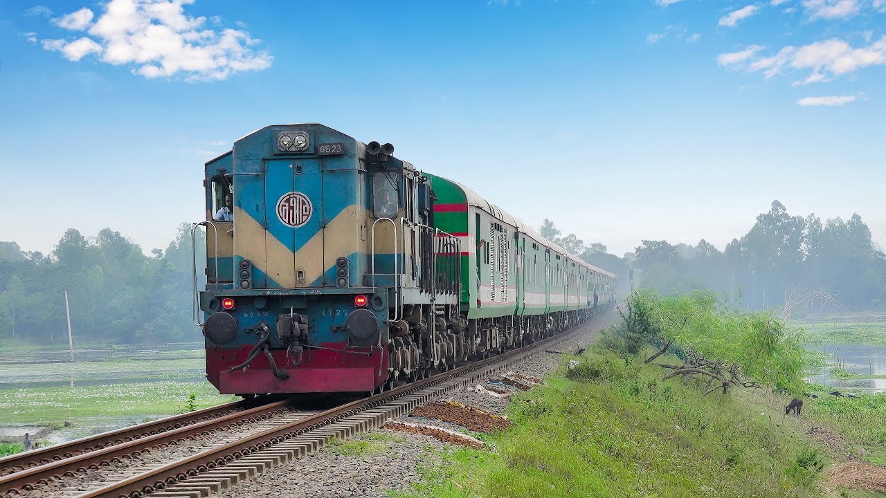 12 LHB Coaches of Bangladesh Railway hauling by ALCO locomotive ...