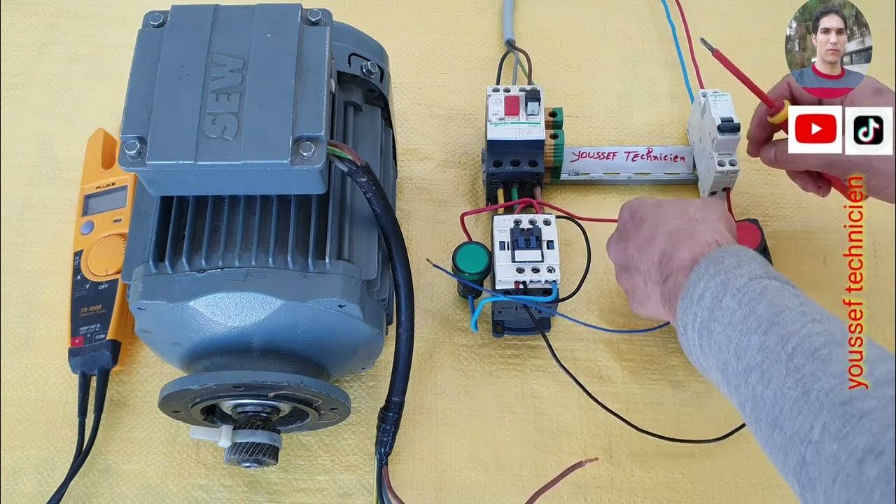 Démarrage d'un moteur électrique et comment inverser le sens de rotation - YouTube