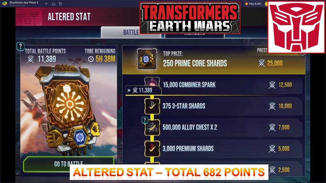 Transformers Earth Wars - ALTERED STAT Alliance Event - Total 682 ...