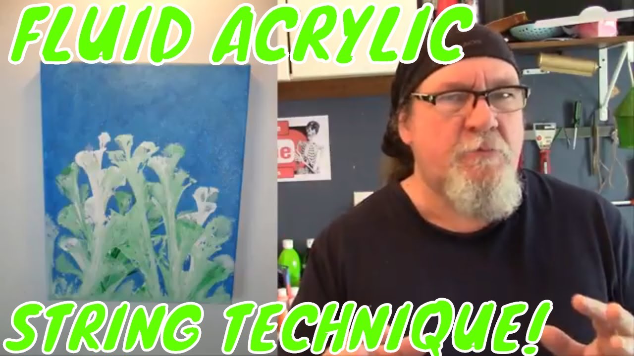 FLUID ACRYLIC, STRING TECHNIQUE ON A DRY CANVAS! - YouTube