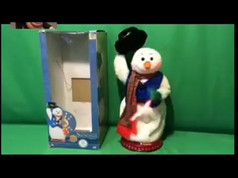 Gemmy Blue-Vest Red-Base Spinning Snowflake Snowman - YouTube