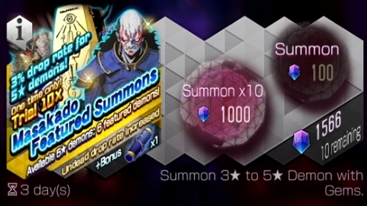Shin Megami Tensei Liberation Dx2 Masakado Featured Summon 2 - YouTube