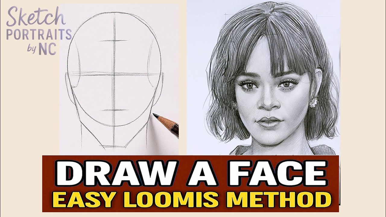 How to Draw Face Using the Loomis Method | Realistic Pencil Portrait ...