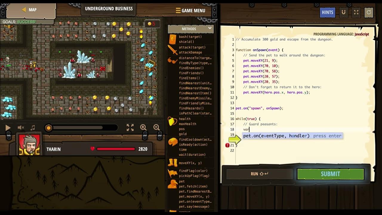 CodeCombat - Underground Business - JavaScript - YouTube