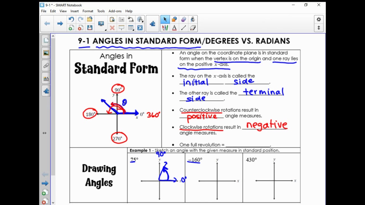 9-1 (a) angles in standard form - YouTube