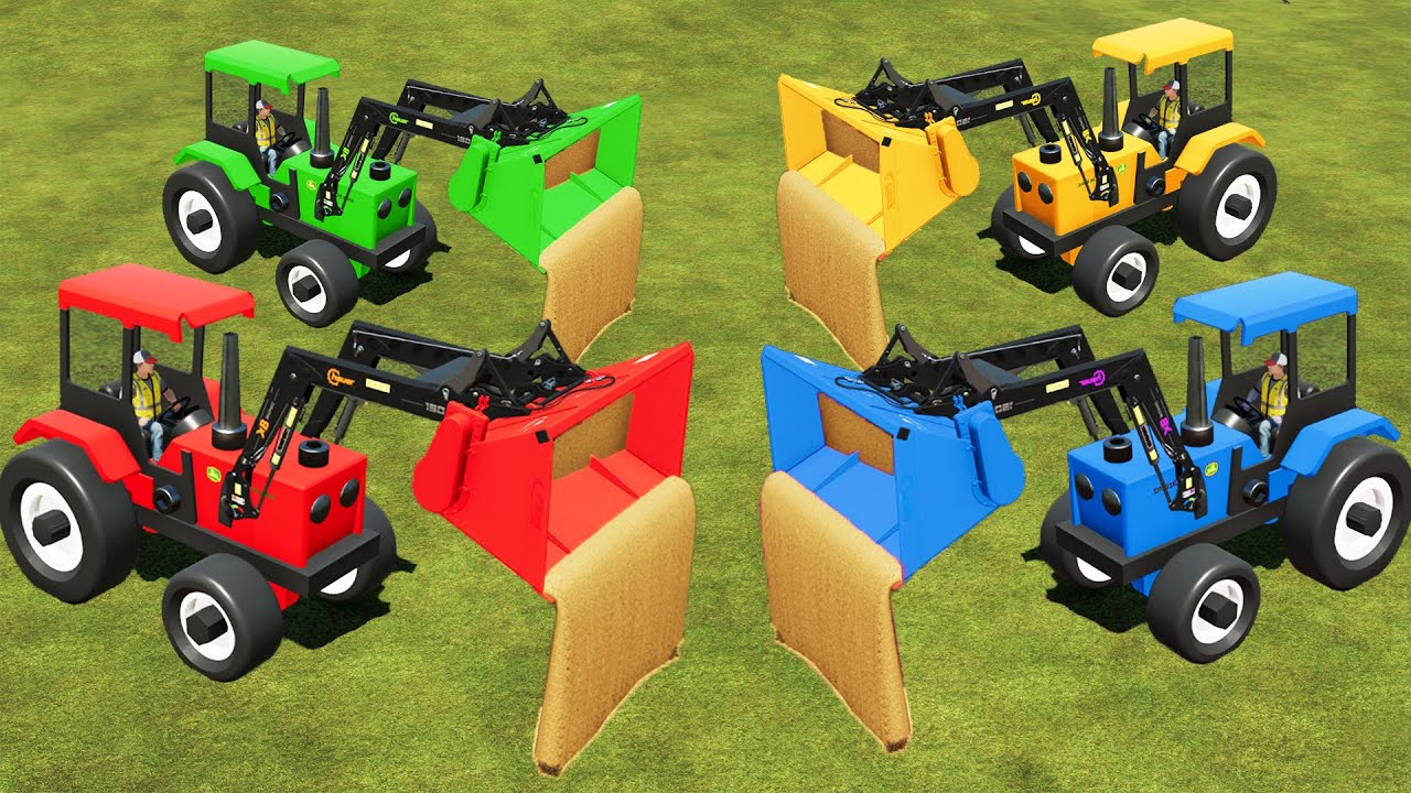 TRACTOR OF COLORS! LOADING AND SELLING DAY WITH TOY TRACTORS! Farming ...