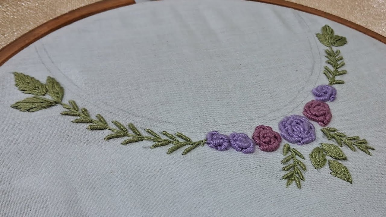 Absolutely Simple And Elegant Hand Embroidery Neckline Design - YouTube