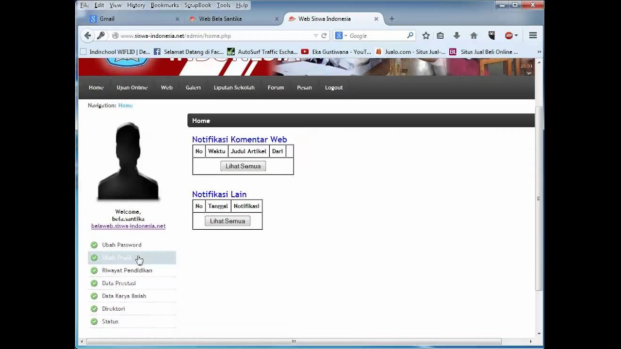 2 Login dan Edit Profil dan Tema Blog, Web Siswa-Indonesia.net - YouTube