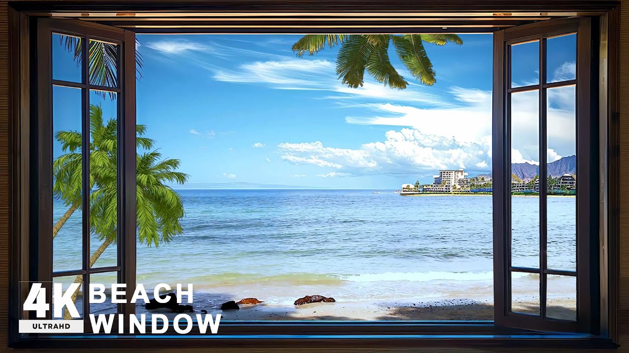 4K HDR Tropical Beach - Gentle Ocean Wave Sounds & Bird Song - Relaxing ...