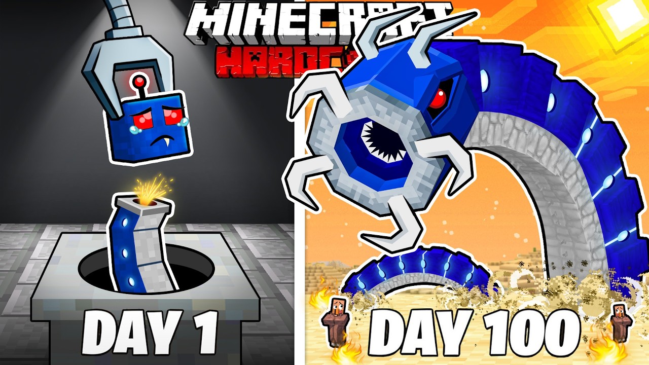 I Survived 100 Days as a MECHA WORM in HARDCORE Minecraft - YouTube