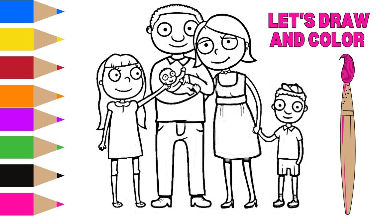 Drawing And Coloring A Family OF 5 🤵🏻🤵🏻‍♀️🧒👧👶 | Drawing For Kids ️ # ...