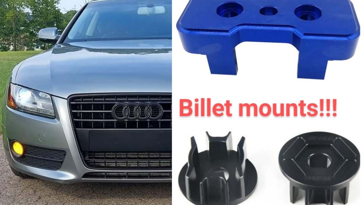 billet mounts for my Audi a5!!!! - YouTube