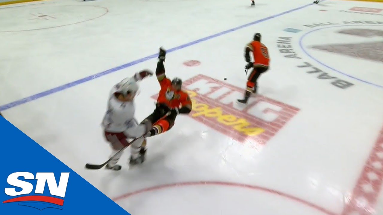 Avalanche's Burakovsky Makes Huge Open Ice Hit On Ducks' Manson - YouTube