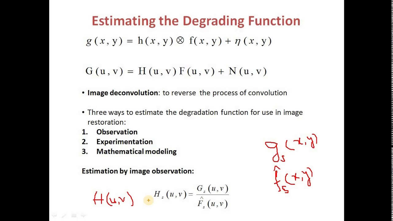 Image Restoration: Estimation of Degradation Function - YouTube