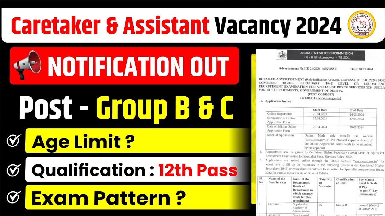 CARETAKER & ASSISTANT VACANCY 2024 | NEW VACANCY UPDATE 2024 | GOVT JOB ...