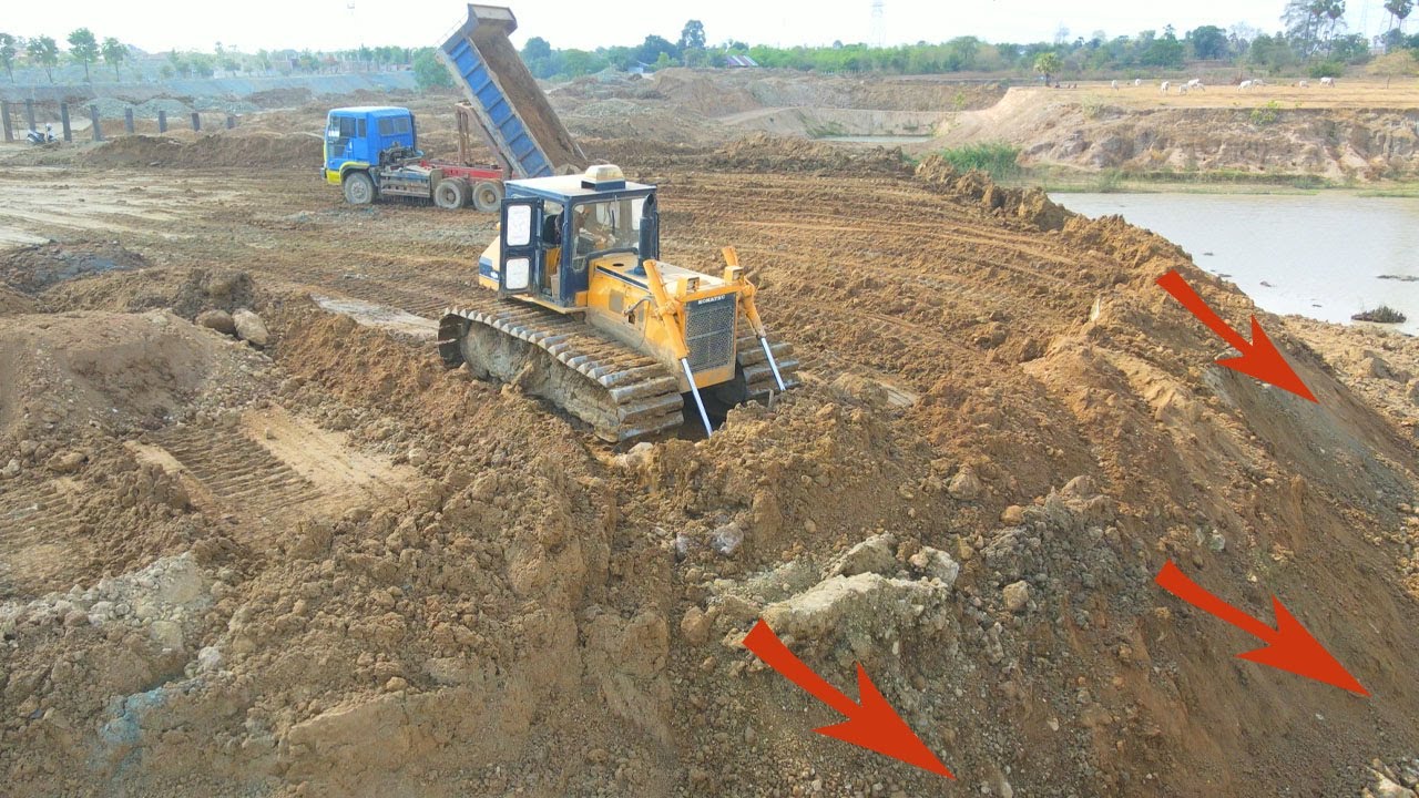Impressive Technique Skills Wheel Loader & Dozer D60 Pushing Rock ...