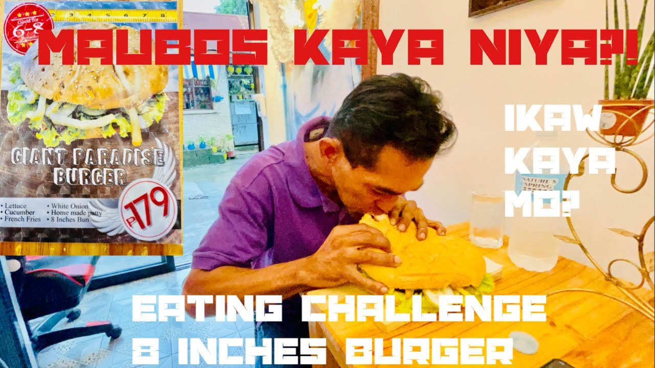 Eating challenge Giant Paradise Burger 🍔 at I’m hungry angel’s and ...