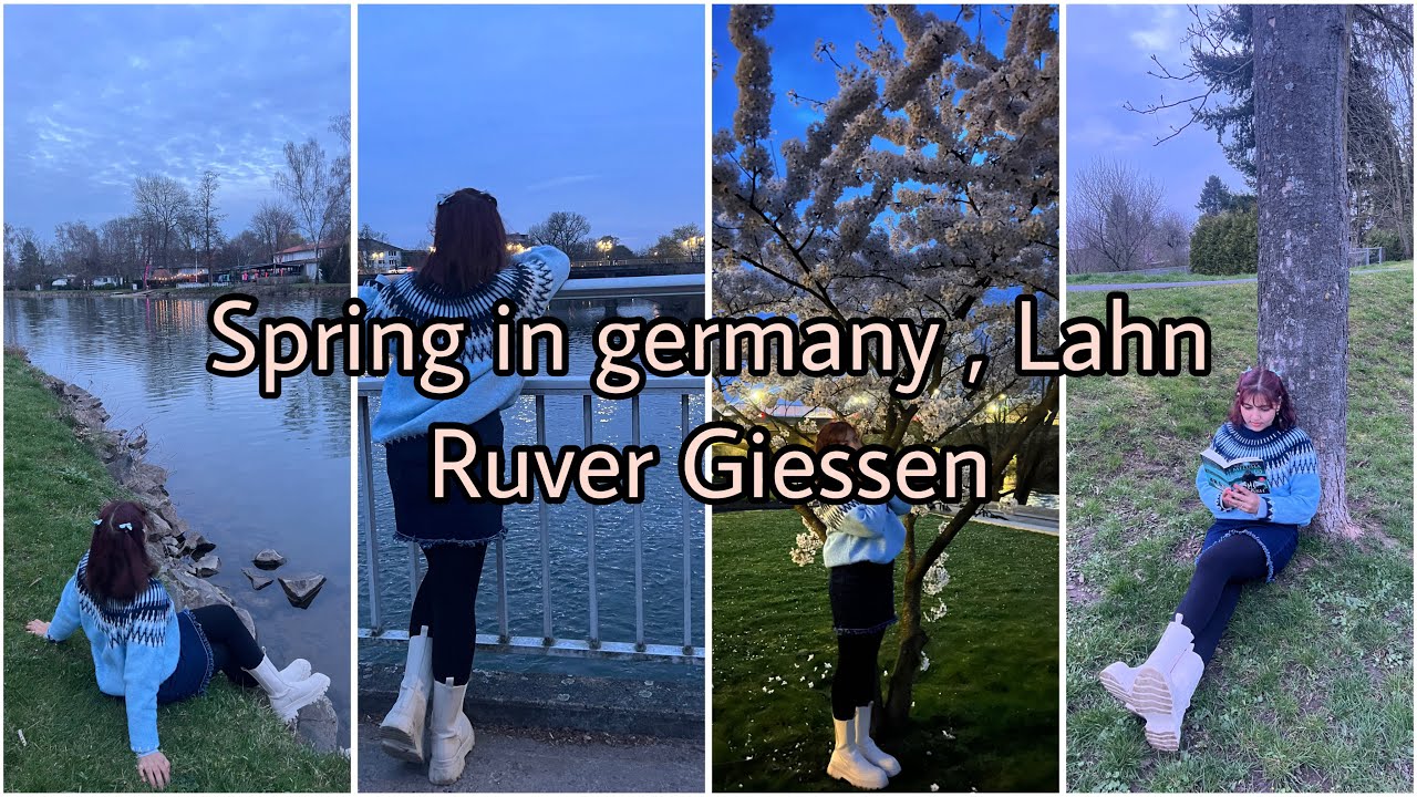Enjoying spring at the bank of the Lahn River in Giessen, Germany ...