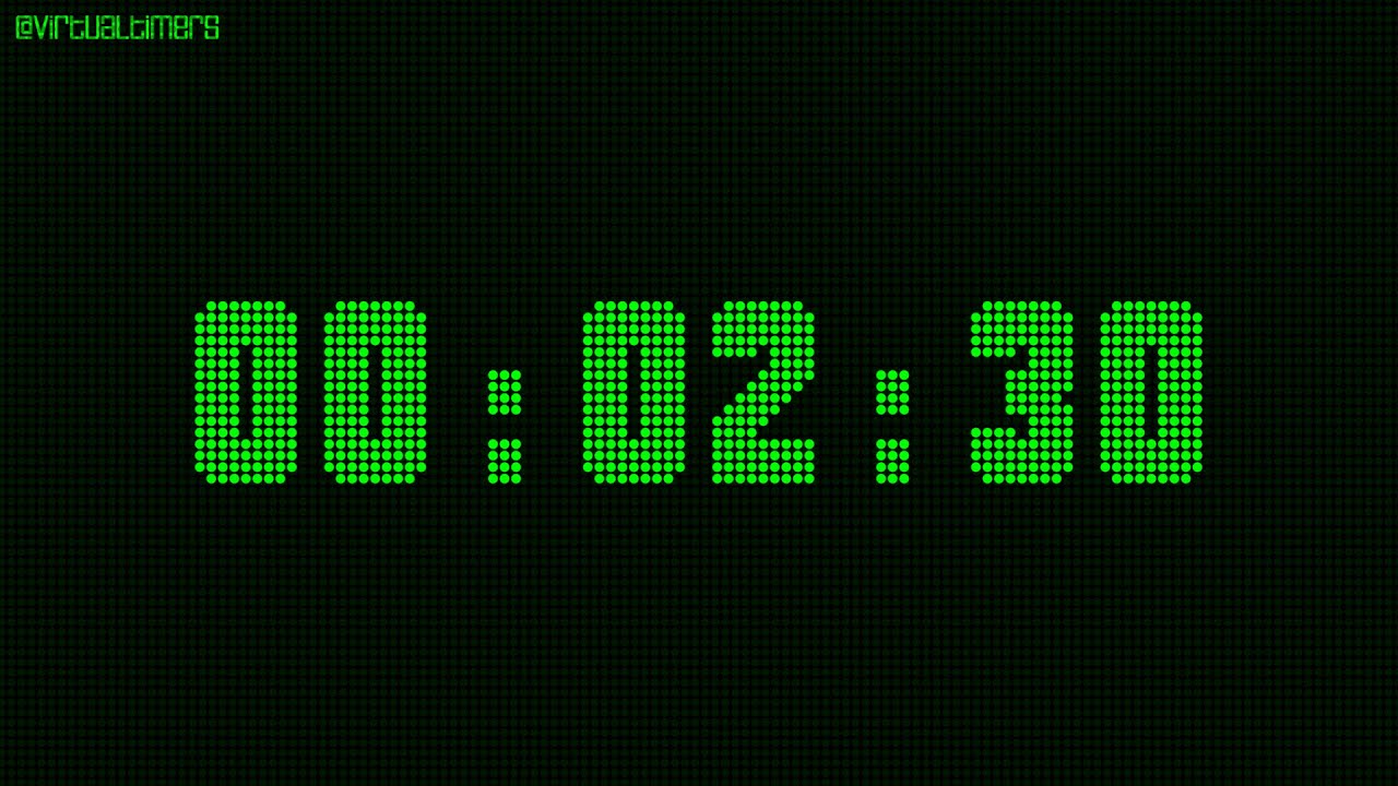 2 Minute and 30 Second Countdown Timer - Green LED with Alarm and Time ...
