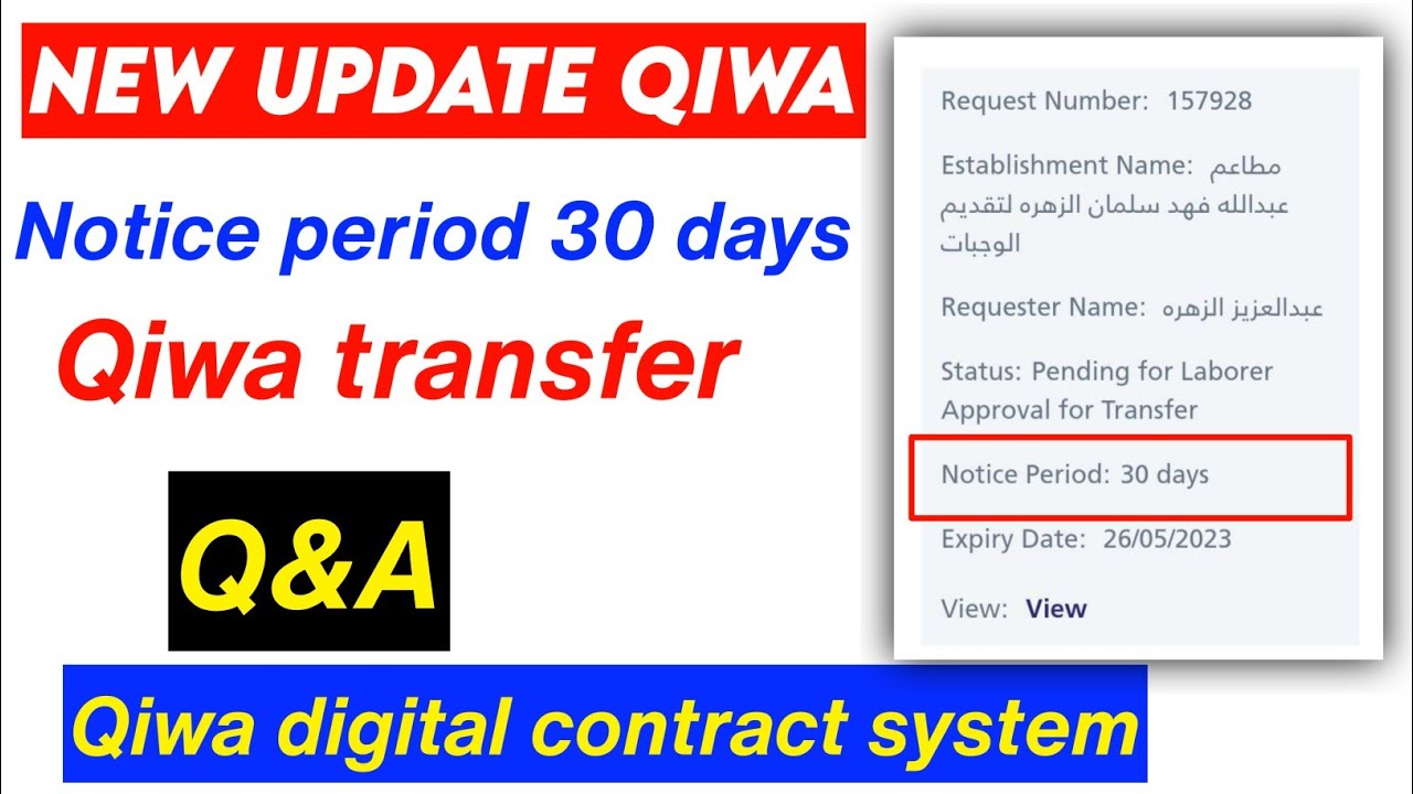 Qiwa new update | Qiwa notice period (30 days) | Qiwa transfer | Qiwa ...