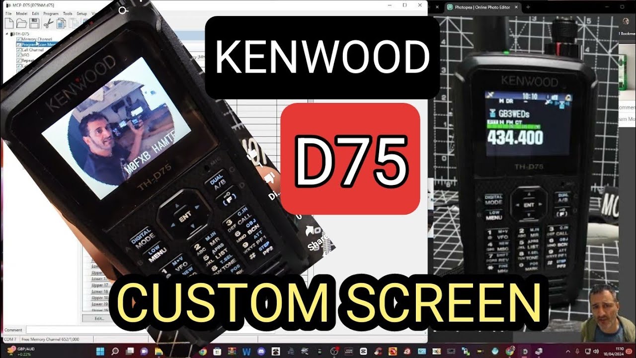 KENWOOD D75 - CUSTOM BOOT SCREEN (240x180 BMP) - YouTube