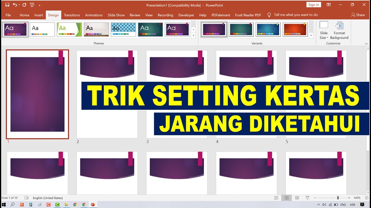 Cara Setting Ukuran Kertas di Microsoft Powerpoint - YouTube