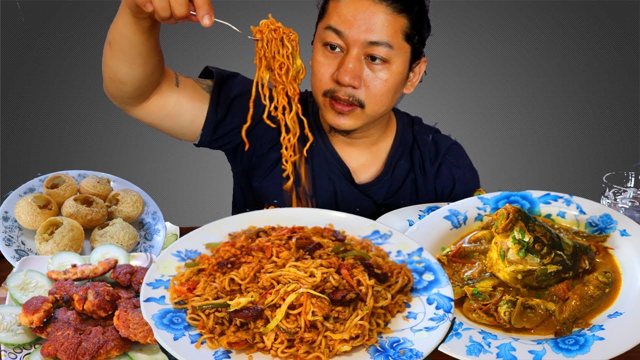 Sukuti noodle fried rice, fish eggs, Machha ko Tauko, Panipuri ...