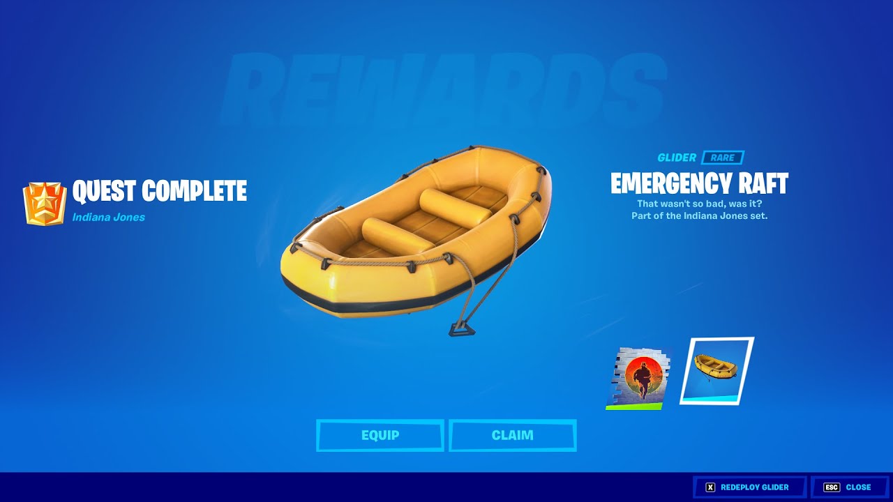 How to Unlock Emergency Raft Glider in Fortnite | Finish top 5 in a ...