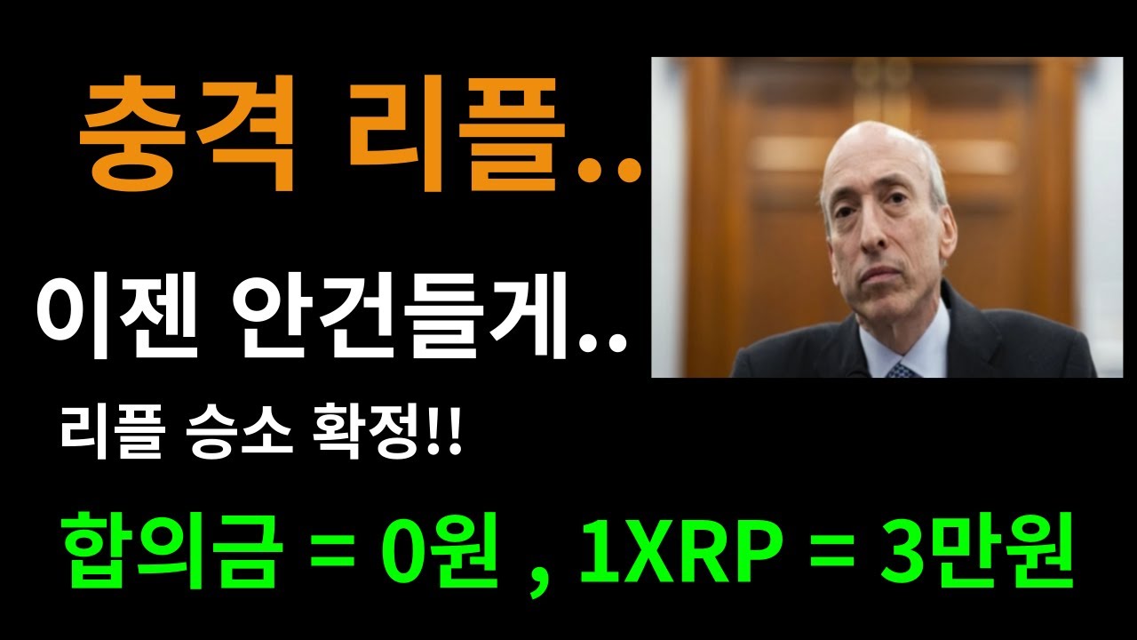 Sec와 리플은 이제 끝났다 승소 확정 합의금 0원 리플 3만원 코인 코인전망 리플 리플전망 Youtube