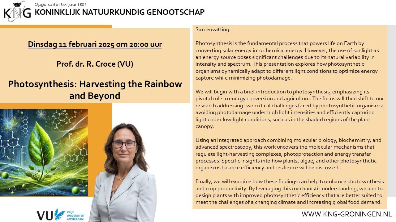 1881 - Prof.dr. Roberta Croce VU “Biophysics Photosynthesis Development ...